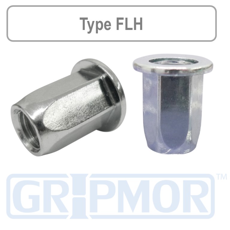 Flange Head, Full Hex Body Rivet Nut, Steel Zinc - Normandy Fasteners