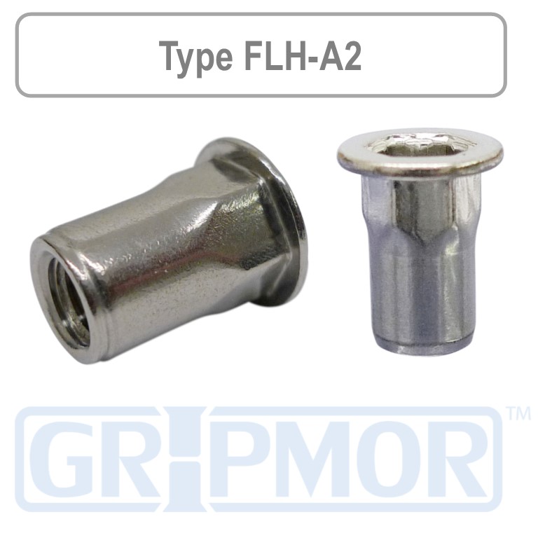 Flange Head, Half Hex Body Rivet Nut, A2 Stainless Steel - Normandy ...