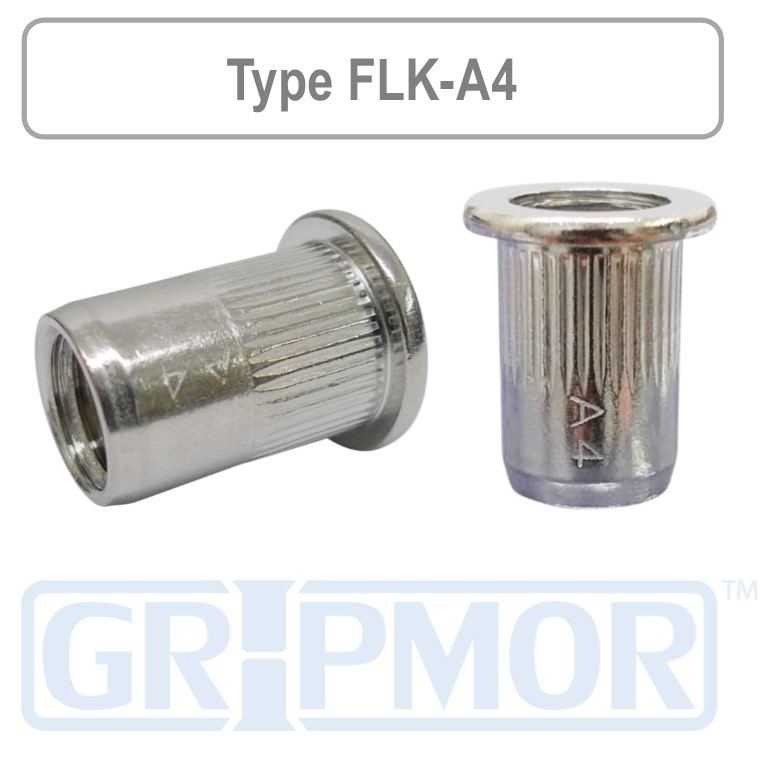 Flange Head, Knurled Body Rivet Nut, A4 Stainless Steel - Normandy ...