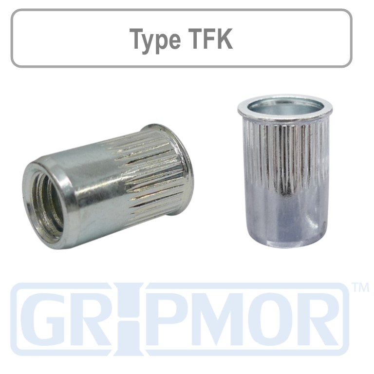 Reduced Csk Head, Knurled Body Rivet Nut, Imperial Hole Size, Steel ...