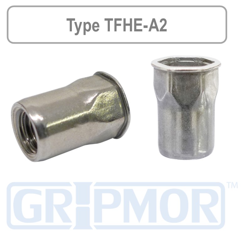 Reduced Head, Half Hex Body Rivet Nut, A2 Stainless Steel - Normandy ...