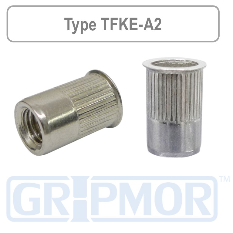 Reduced Head, Knurled Body Rivet Nut, Metric Hole, A2 Stainless Steel ...